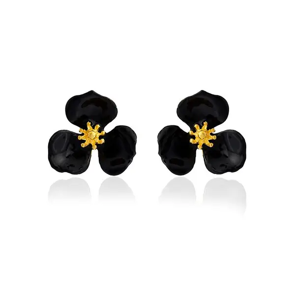 MILOU JEWELRY Bloom Flower Earrings - Black