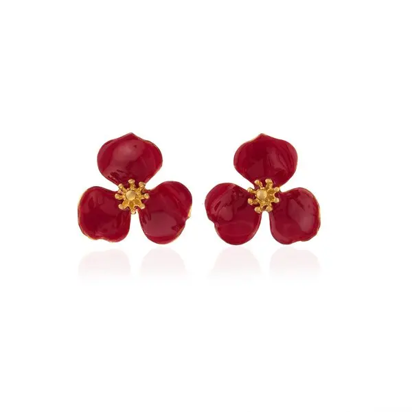 MILOU JEWELRY Bloom Flower Earrings - Red