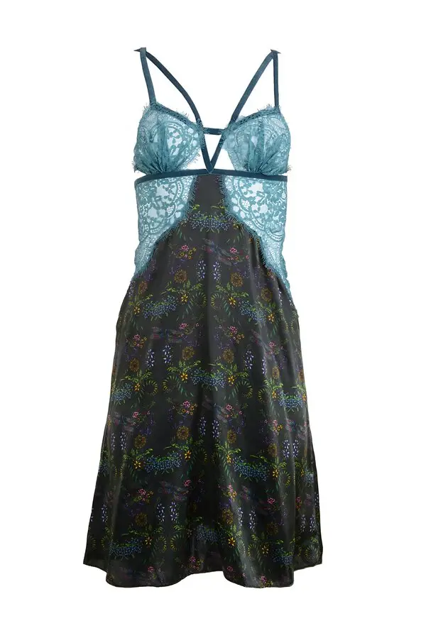 Natalia Petruch Stella Silk Dress In Mountain Flowers - Green
