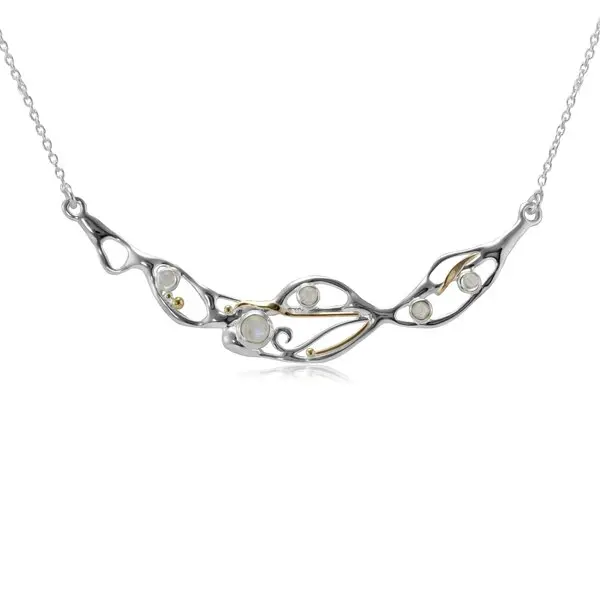 ISLA SILVER Rainbow Moonstone Organic Flow Statet Necklace - Silver