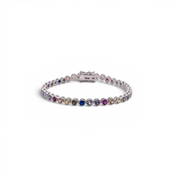 MISS CECILIA Rainbow Tennis Bracelet - Silver