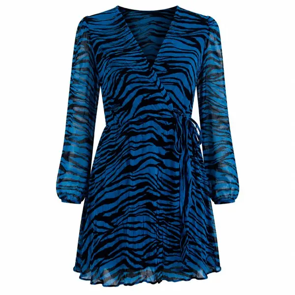 CHIARELLA Black / Blue Ade Dress- Zebra Print Blue