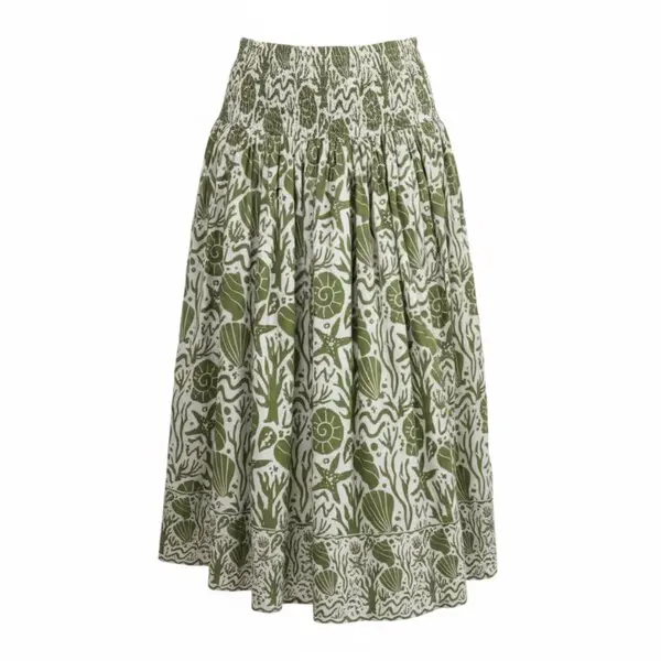 MARY MARSHMALLOW Long Everyday Skirt Sealife Olive - Green