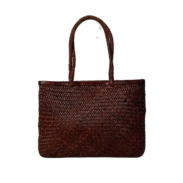 GODI. The Buna Handwoven Leather Tote Bag - Brown