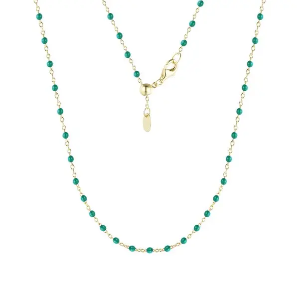 KAMARIA Enamel Beaded Chain Necklace Dark Enamel - Green