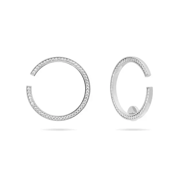 MEULIEN Large Hoop And Cuff Earrings Left Ear - Silver