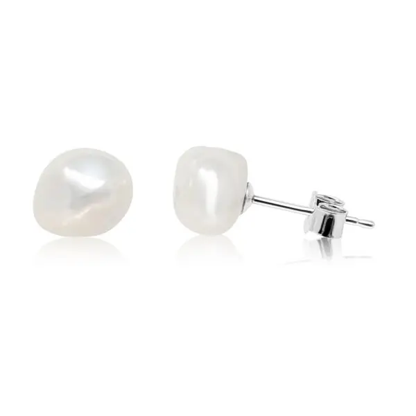 KIRI & BELLE Dot Keshi Pearl Sterling Stud Earrings - Silver