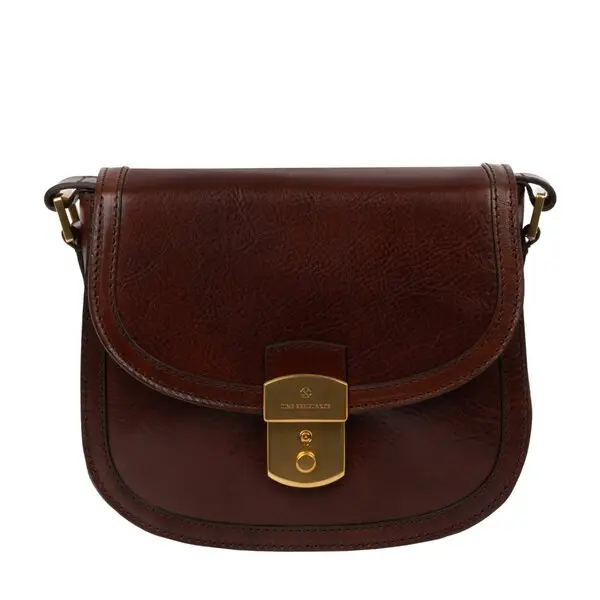 TIME RESISTANCE Leather Saddle Bag Secrets - Brown