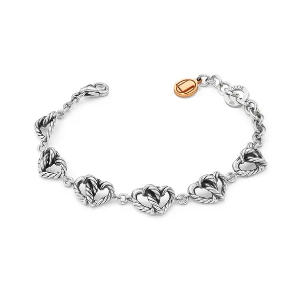 UNALOE Intertwined Hearts Bracelet In Sterling – Handmade Italian Symbolic Jewelry - Silver
