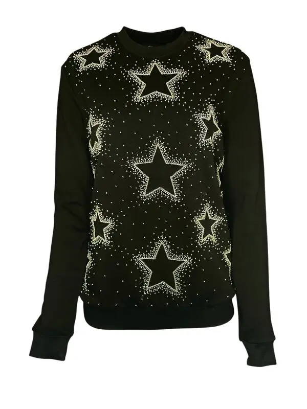 ANY OLD IRON Black / Silver Silver Beaded Starburst Sweatshirt - Black/silver