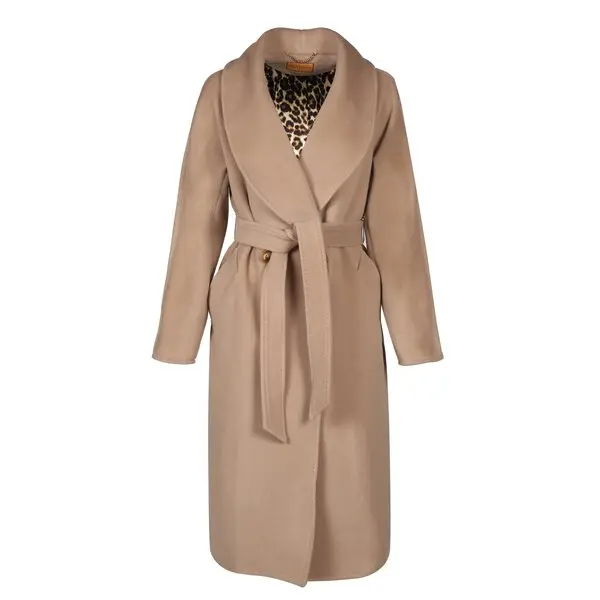 SANTINNI Hepburn' 100% Italian Virgin Wool & Cashmere Coat In Grigio - Grey