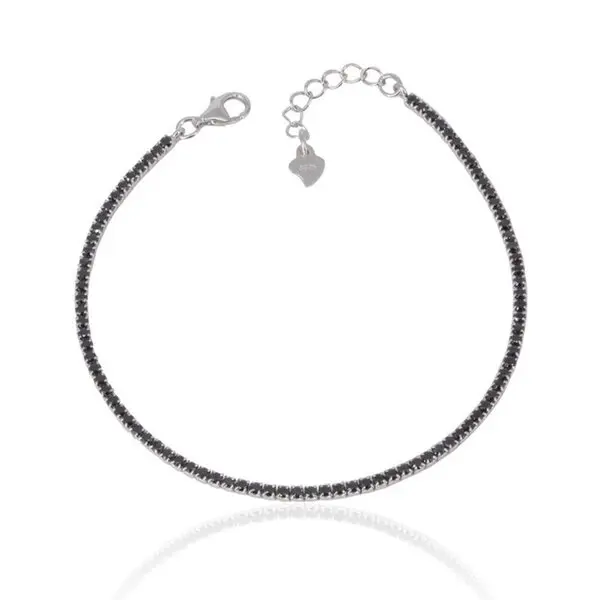 SPERO LONDON Sterling Silver Mini Black Tennis Bracelet - Black/gray
