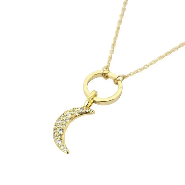 HARFI Plated Crescent Moon Pendant Charm Necklace - Gold