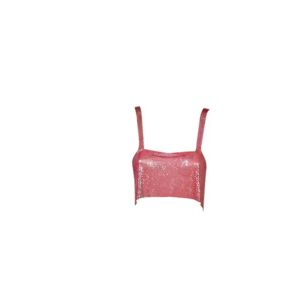 AULALA PARIS The Radiance Metallic Square Neck Open-back Top Ruby - Red