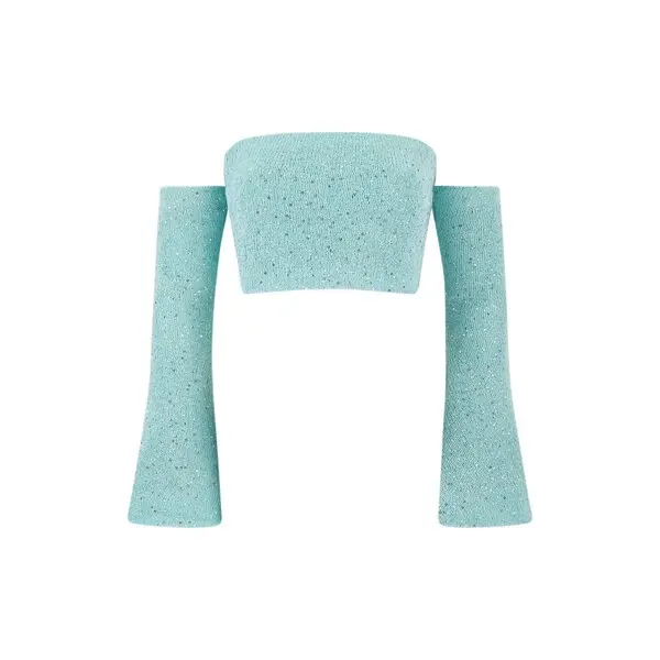 SHOONI Natalia Flare Sleeve Top - Blue