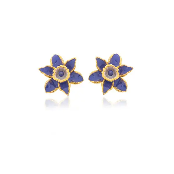 MILOU JEWELRY Very Peri Daffodil Flower Earrings - Yellow