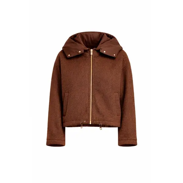 TANTRA SPAIN SL Short Wool Coat With Detachable Hood And Padded Collar - Brown