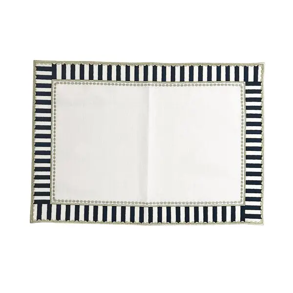GELIVING And White Checkered Placemat Set Of Two Decorative Gold Embroidered Dining Decor - Black