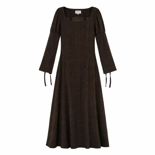 Carmen Says Rush Plaid Maxi Dress - Brown