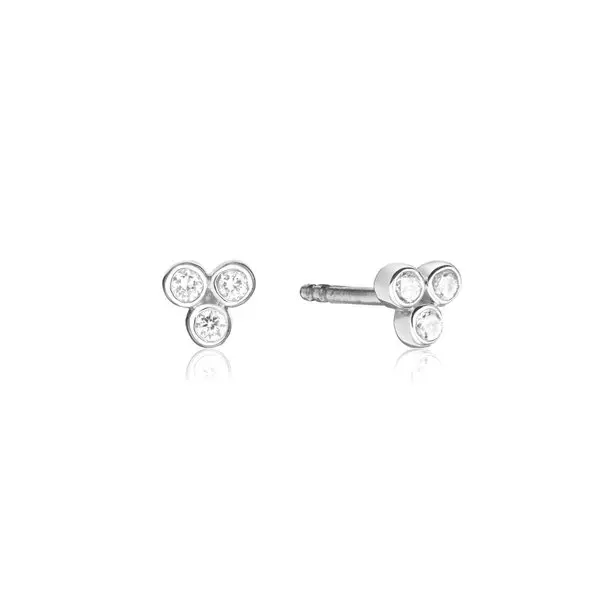 LILY & ROO Diamond Style Pyramid Stud Earrings - Silver