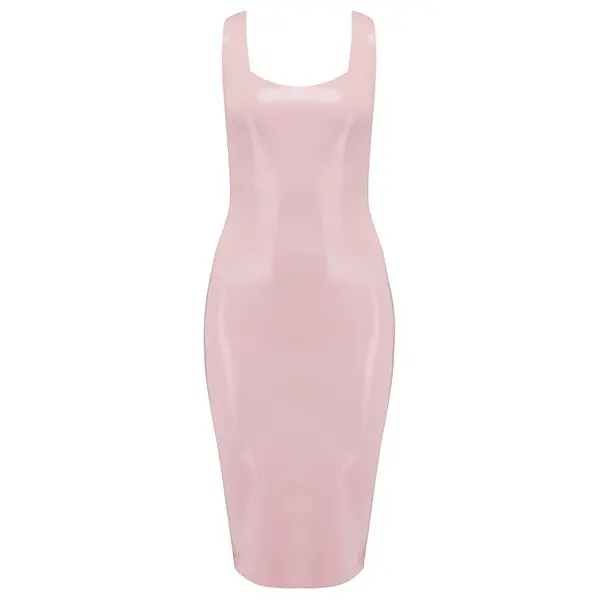 ELISSA POPPY Latex Midi Dress - Pink