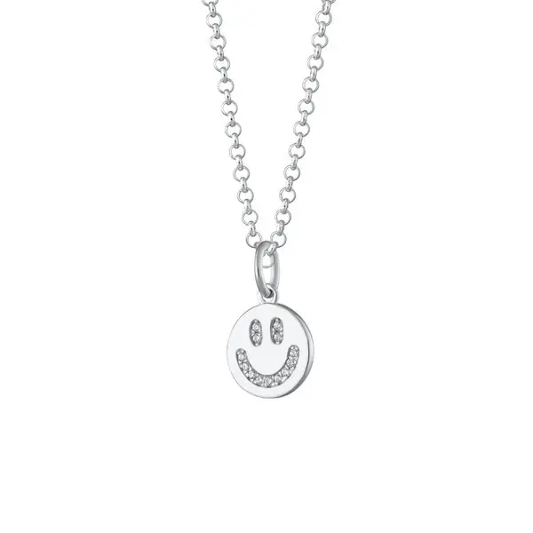 SCREAM PRETTY Smiley Face Charm Necklace - Silver