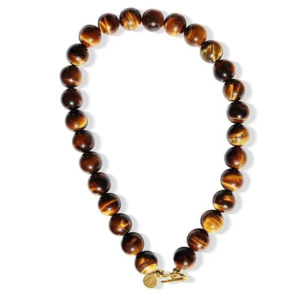 FV JEWELLERY And Gold Tiger's Eye Polished Necklace - Brown
