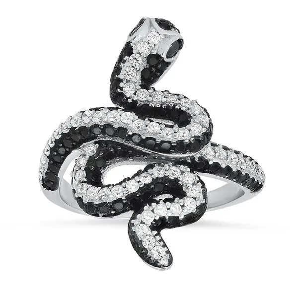 KYLIE HARPER Diamond Cz Statet Snake Ring In Sterling - Silver