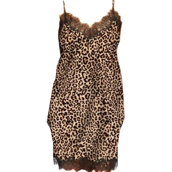 SAINTED SISTERS Neutrals Scarlett Leopard Chemise - Black