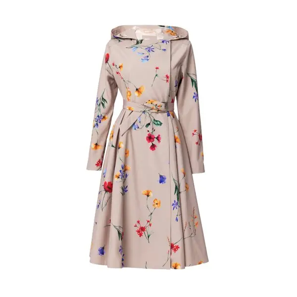 RAINSISTERS Neutrals / Beige Waterproof Trench Coat With Colourful Flower Print: Spring Bloom - Brown