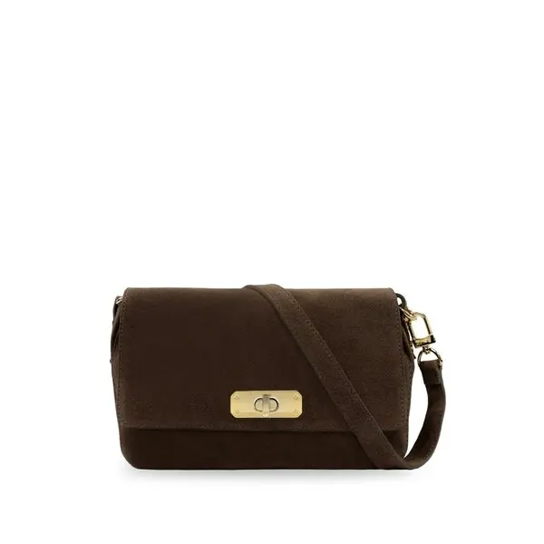 APATCHY LONDON The Maisie Midi Chocolate Suede Bag - Brown