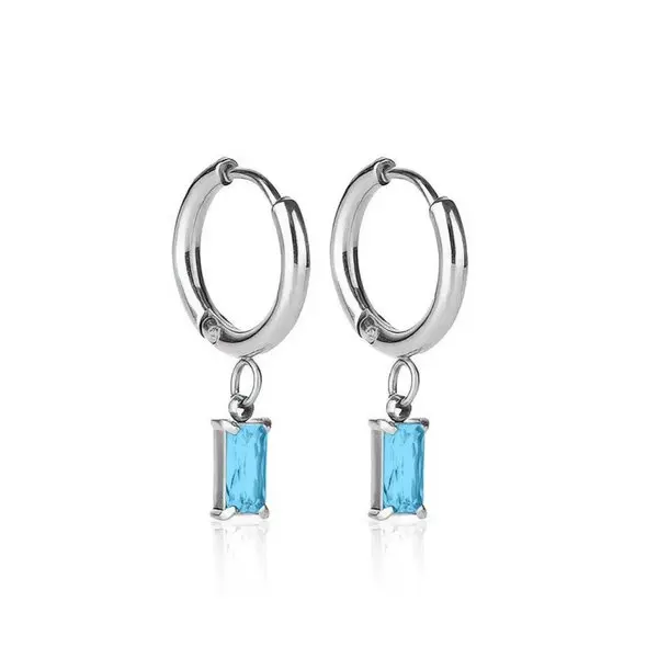 EVER JEWELLERY Blue / Silver Luxe Silver Drop Earrings Aquamarine - Blue/silver