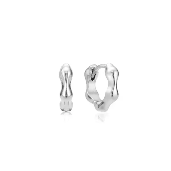 LILY & ROO Molten Huggie Hoop Earrings - Silver