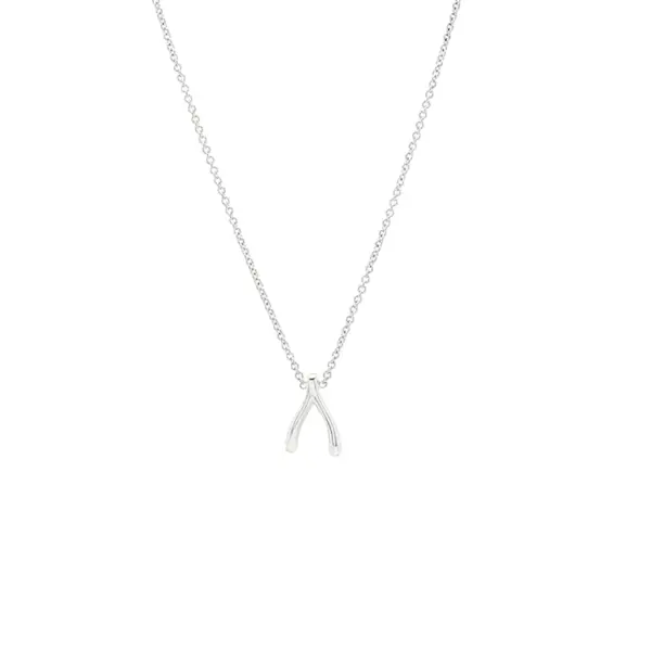 SPERO LONDON Sterling Tiny Mini Wishbone Necklace - Silver