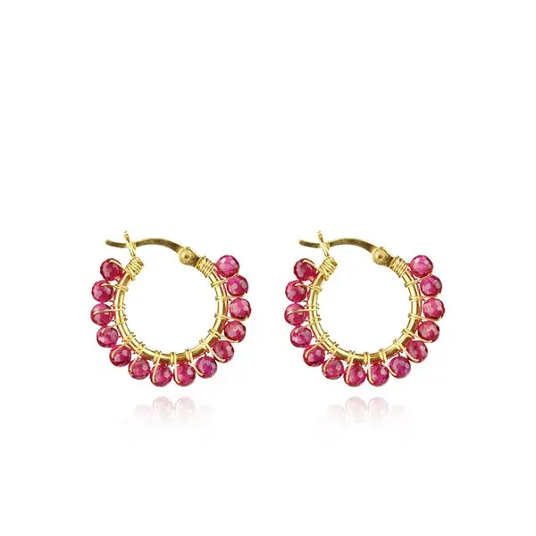 MOUNIR LONDON Ruby Hoop Earrings
