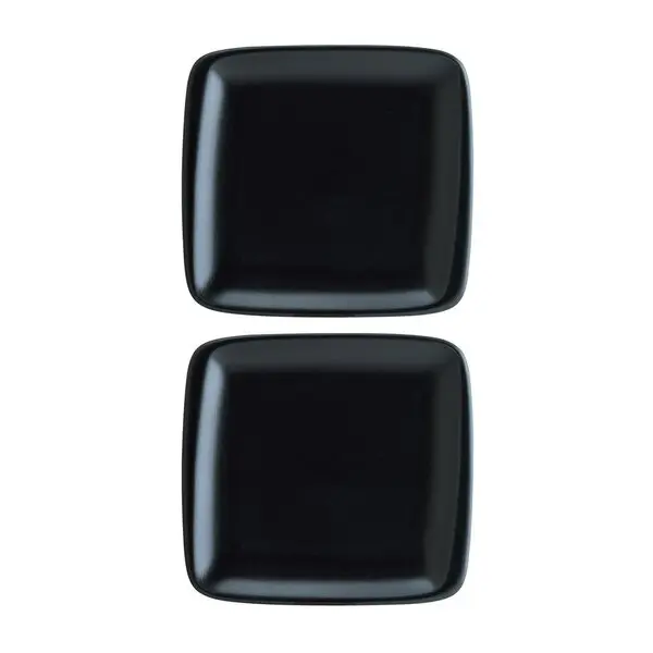 Turgla Home Notte Square Porcelain Side, Appetizer Plates, Set Of Two - Black
