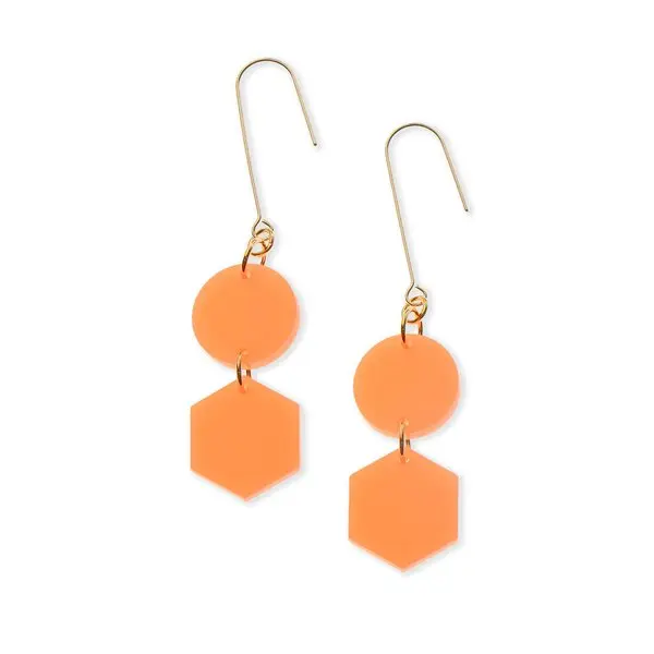 BY CHAVELLI Belle Geometric Dangly Earrings In Neon - Orange