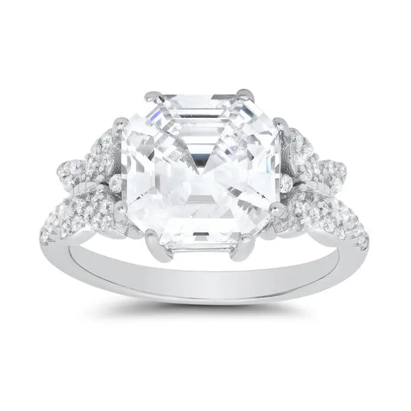KYLIE HARPER Asscher Cut Diamond Cz Butterfly Ring In Sterling - Silver
