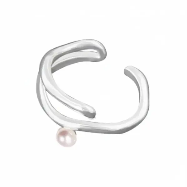 ANGEL BAROCCO Natural Freshwater Pearl Ring Irregular Design - Silver