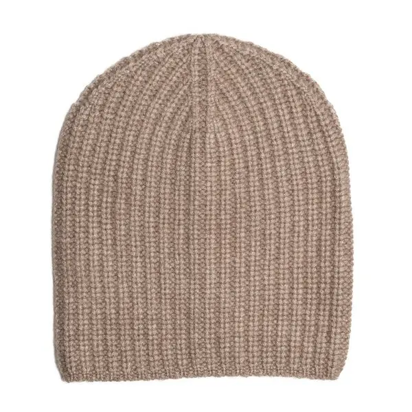BEL CASHMERE Plain Knitted Cashmere Hat - Brown