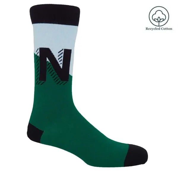 PEPER HAROW - MADE IN ENGLAND Alphabet ’s Socks – N - Green