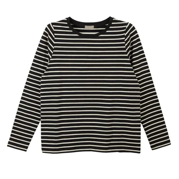 COVE Neutrals Relaxed Fit & Stone Stripe Tee - Black