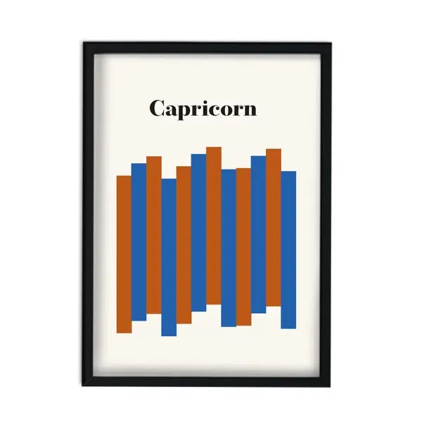FANCLUB Blue / Brown Capricorn Zodiac Star Sign A3 Art Print - Blue/brown
