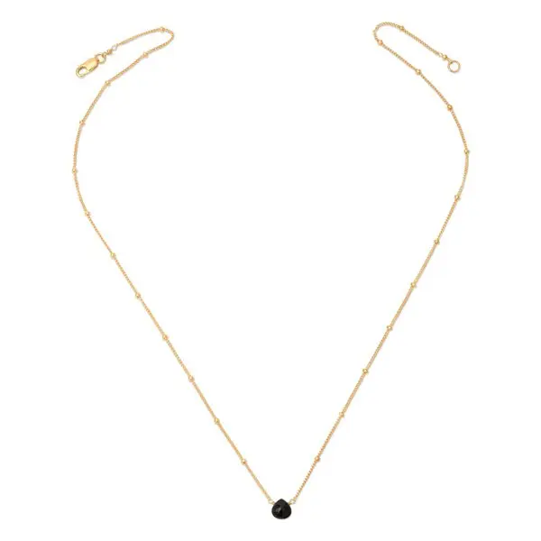 HEATHER HAWKINS Satellite Tiny Gemstone Necklace Gold-filled Spinel - Black