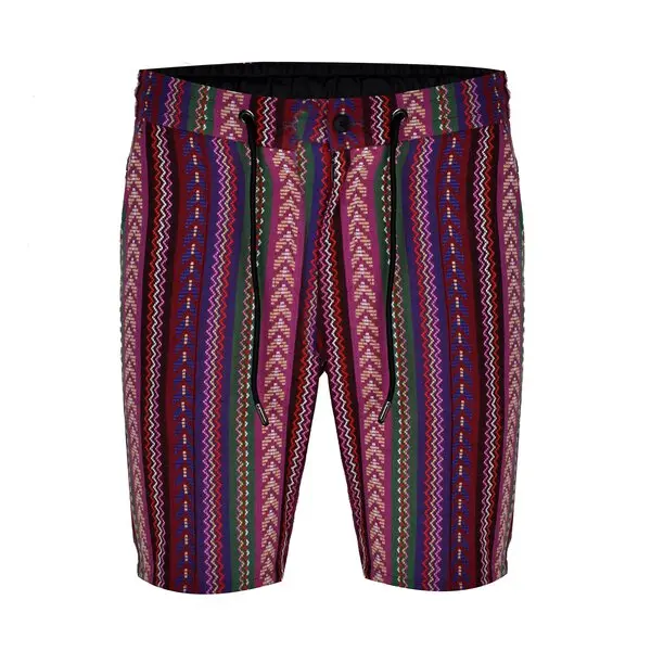 DAVID WEJ Dareski Tribal Print Drawstring Shorts Wine Multi - Red