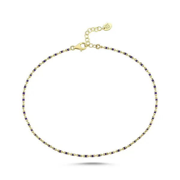 ECCE ARTISAN DIAMONDS 14k Solid Gold Enamelled Candy Crush Anklet Navy - Blue
