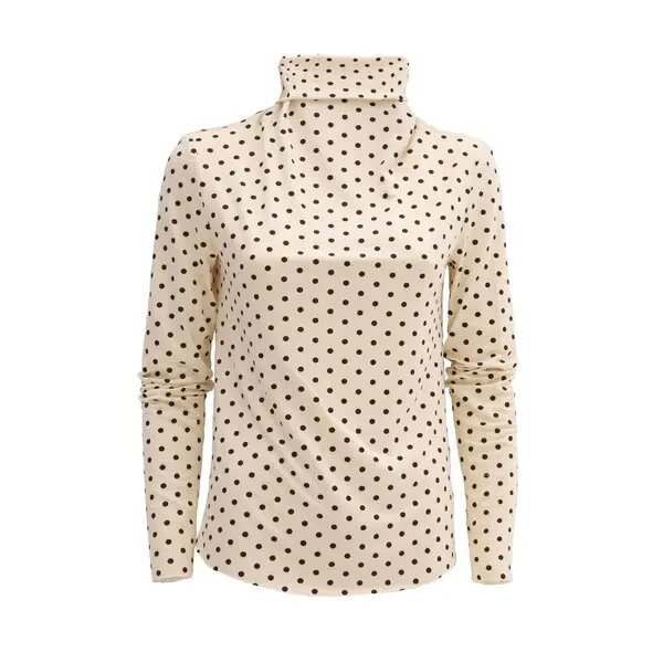 JULIA ALLERT Neutrals / Basic Long Sleeve Top Polka Dot Beige