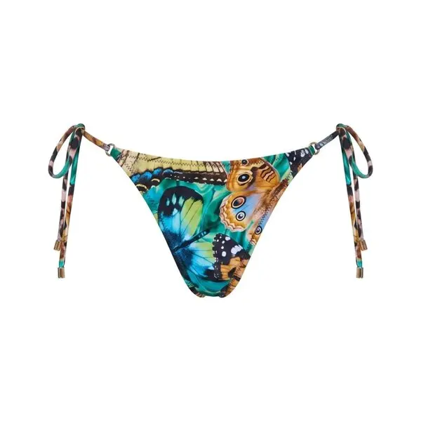 SUNKISSED Triangle Bikini Bottom With Side Ties - Blue/gold
