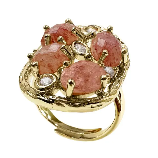 FARRA Moonstone Setting Statet Ring - Orange