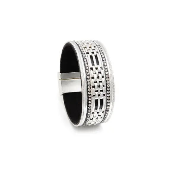 Saachi Chain Link Crystal Bracelet - Silver